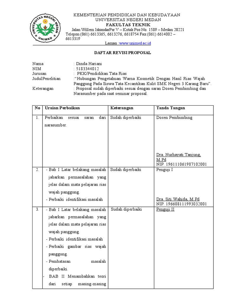 Lembar Revisi Sempro | PDF