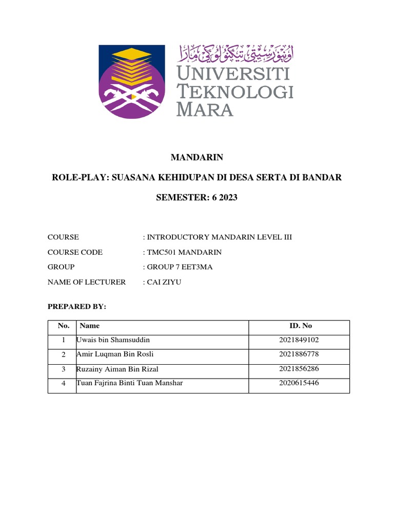 Mandarin Level 3 Role-Play Script | PDF