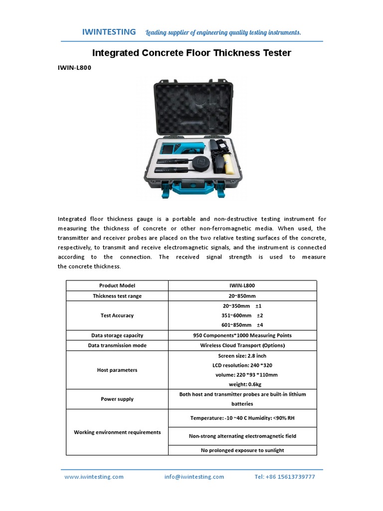 Integrated Concrete Floor Thickness Tester: Iwintesting | PDF