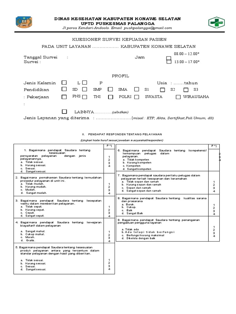 Kuesioner Kepuasan Pasien | PDF
