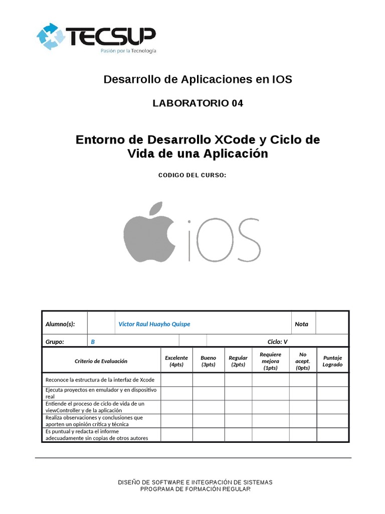 Lab 04 Entorno de Desarrollo XCode y Ciclo de Vida de Una Aplicaci N ... Lab 04 Entorno de Desarrollo XCode y Ciclo de Vida de Una Aplicaci N ...