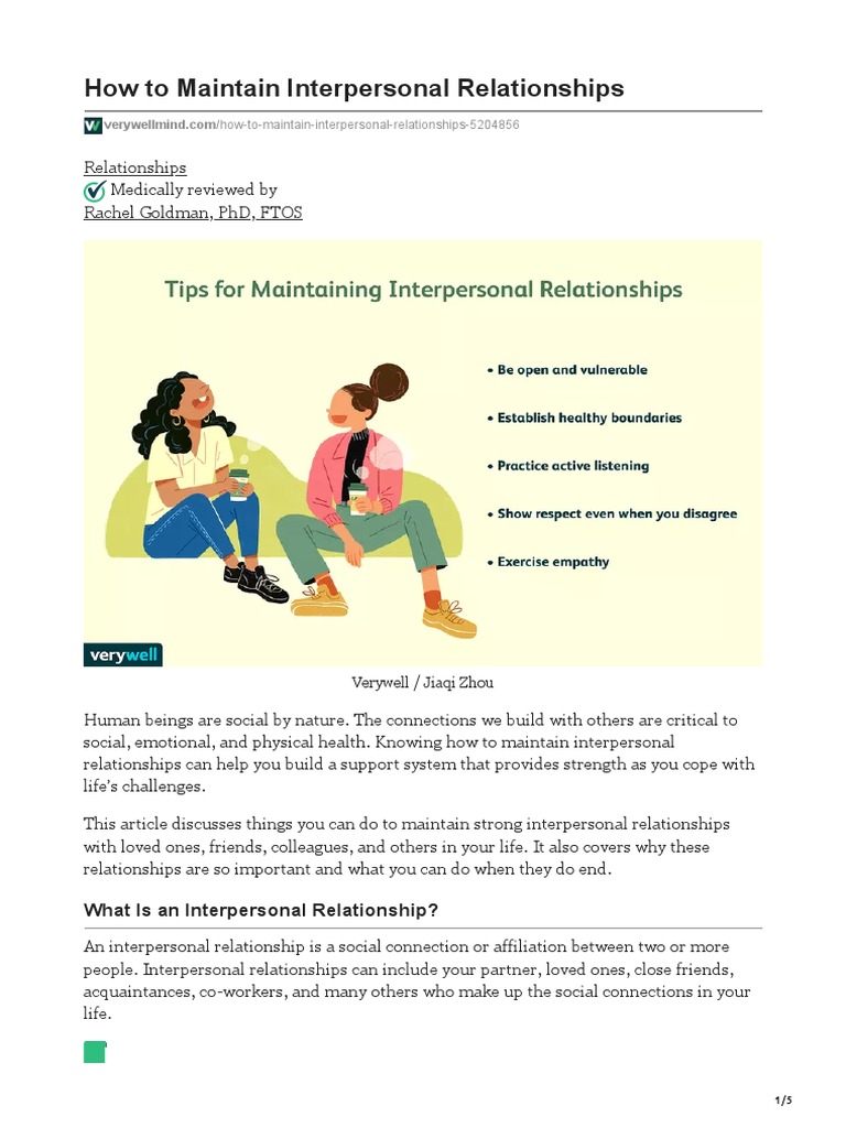 How To Maintain Interpersonal Relationships | Download Free PDF ...