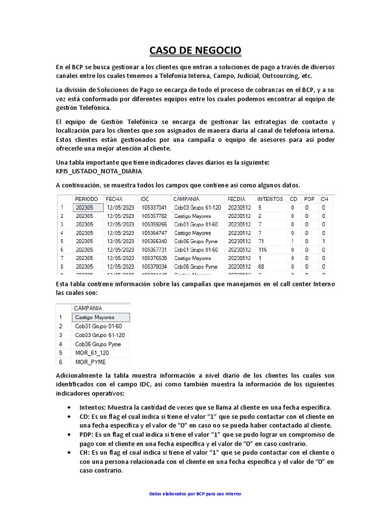 CASO DE NEGOCIO - GESTION - TELEFONICA - Prueba SQL | PDF | SQL ... CASO DE NEGOCIO - GESTION - TELEFONICA - Prueba SQL | PDF | SQL ...