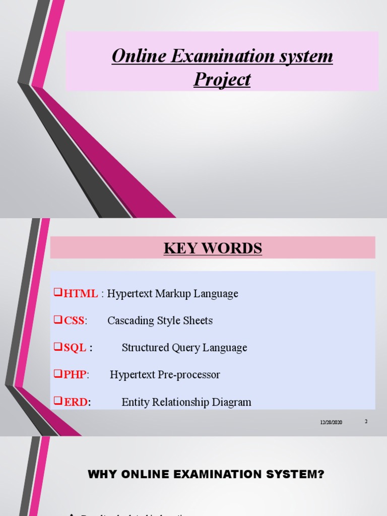 Presentation of Online Examination System | PDF | Php | Html