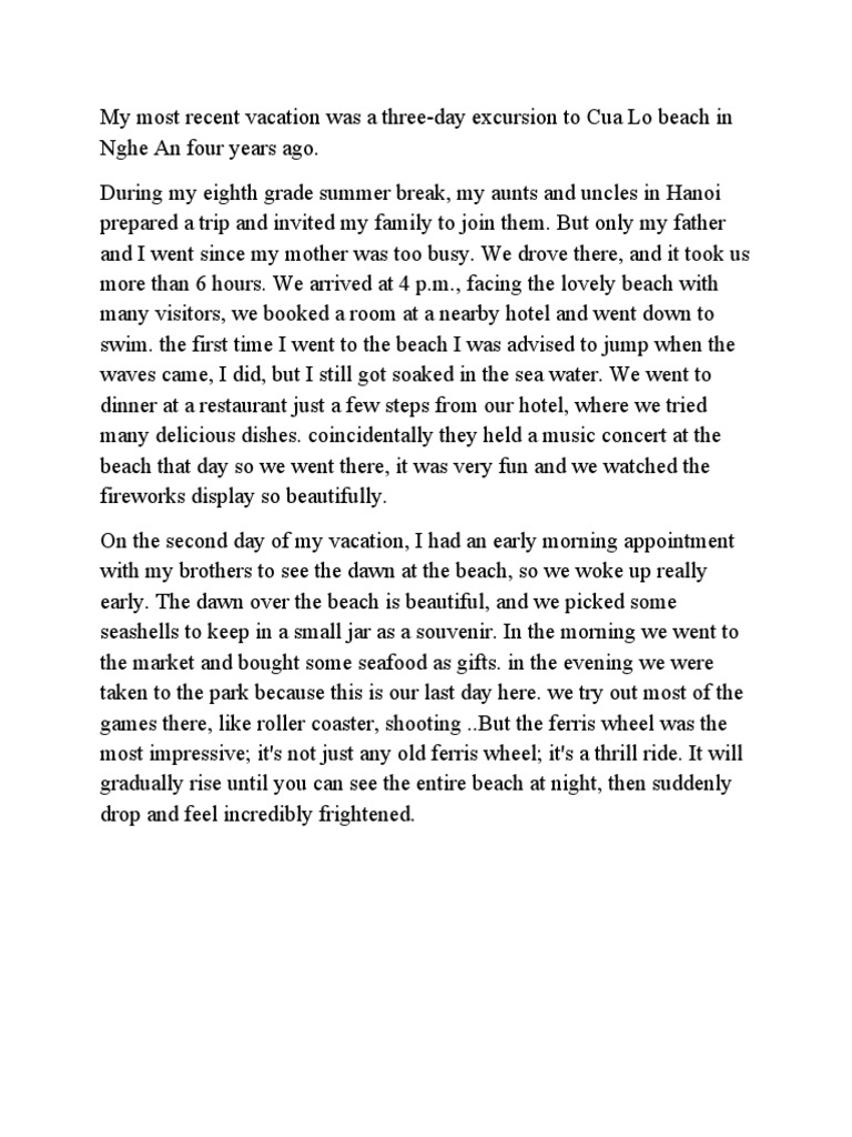 Topic 5 talk about your last holiday | PDF