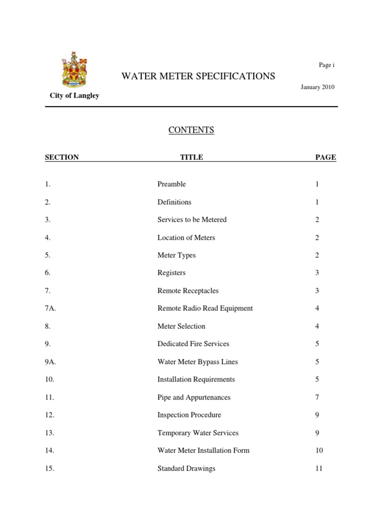 Water Meter Specifications | PDF