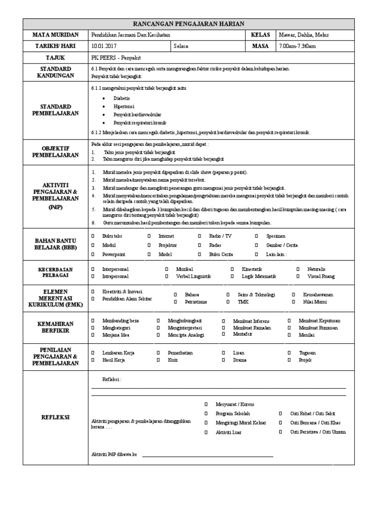 RPH PJK KESIHATAN | PDF