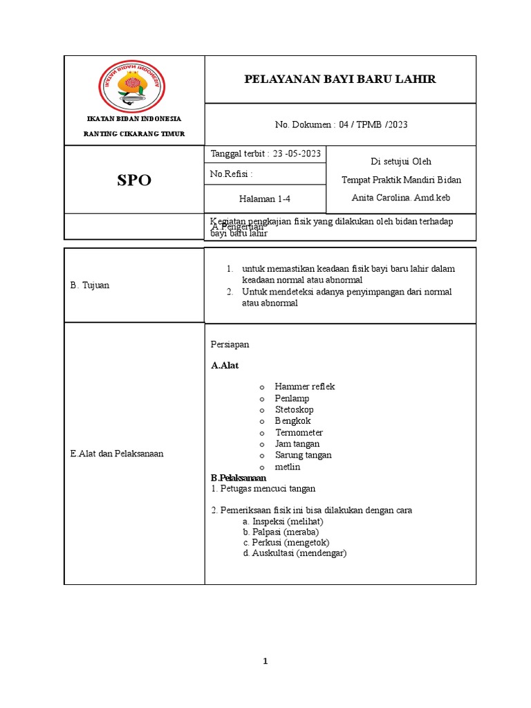 Sop Pelayanan BBL | PDF