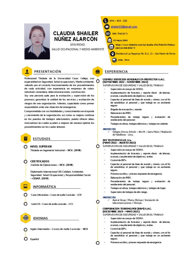 Abrir CV - Claudia Shailer Nuñez Alarcon - CD | PDF | Business