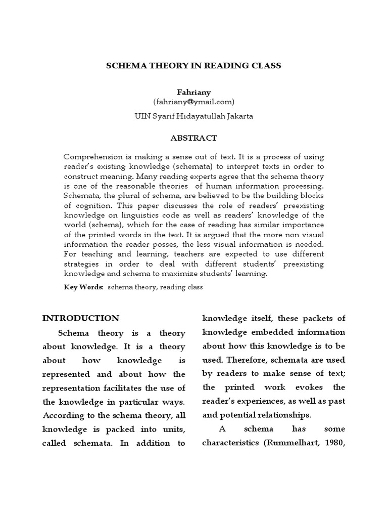 Schema Theory 1 | PDF | Career & Growth | Science & Mathematics