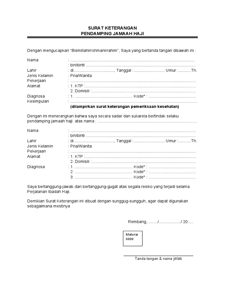 Surat Keterangan Pendamping | PDF