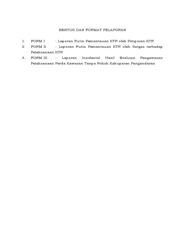 Format Laporan KTR | PDF