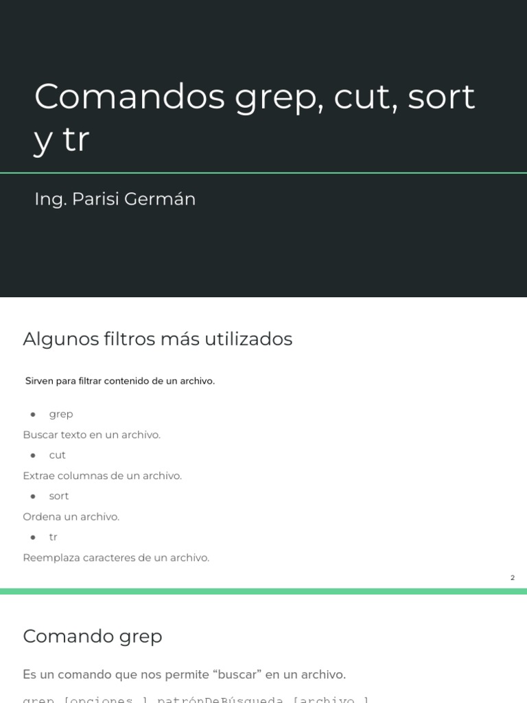 Semana 6 - Clase 4 - Comandos Grep, Cut, Sort y TR | PDF