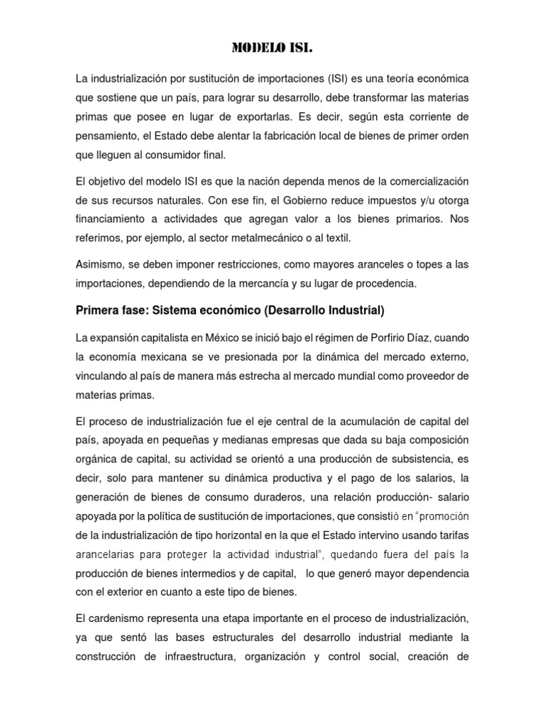 MODELO ISI | PDF | Partido Revolucionario Institucional | Economias