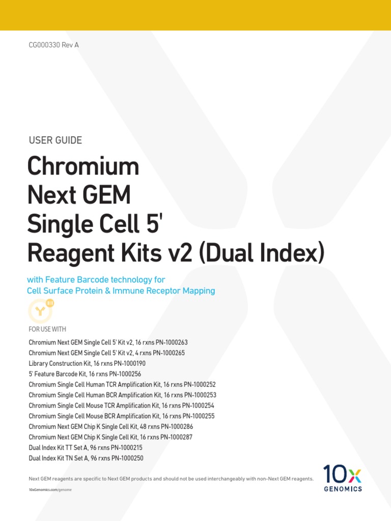 CG000330 ChromiumNextGEMSingleCell5 v2 CellSurfaceProtein RevA | PDF | Complementary Dna ...