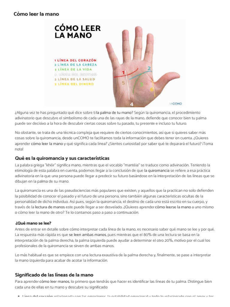 Cómo leer las líneas de la mano | PDF | Las emociones | Amor