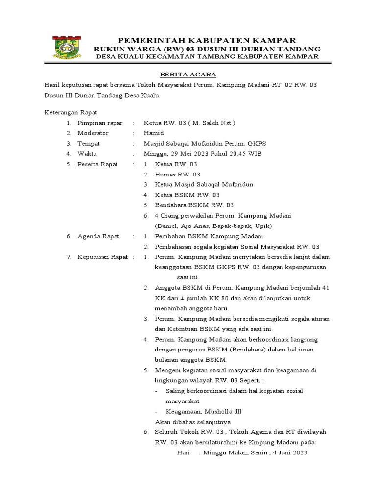 Berita Acara BSKM | PDF