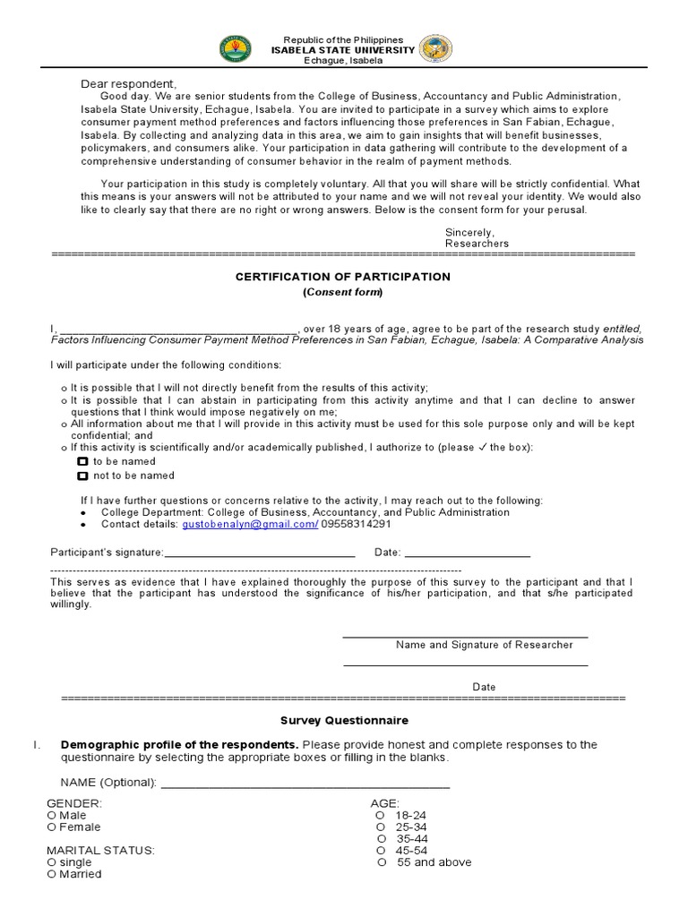 Consumer Payment Method Questionnaire2 | PDF | Career & Growth