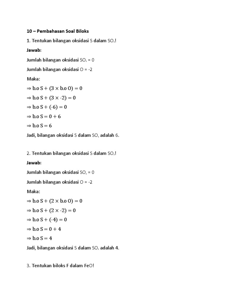 10 - Pembahasan Soal Biloks | PDF
