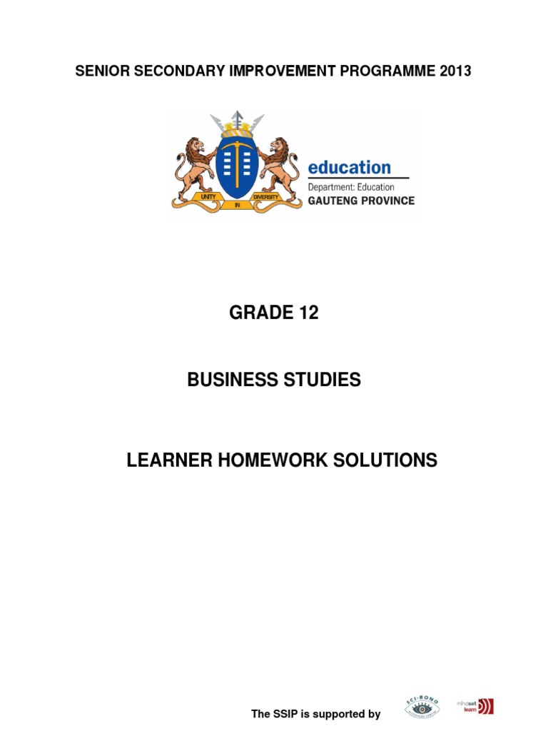 Grade 12 SSIP Sessions 6-7 Business Studies (LHS) Booklet 2013 | PDF ...