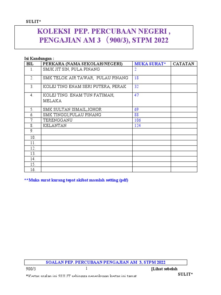 8 Set Koleksi Trial Pa3 STPM 2022 | PDF