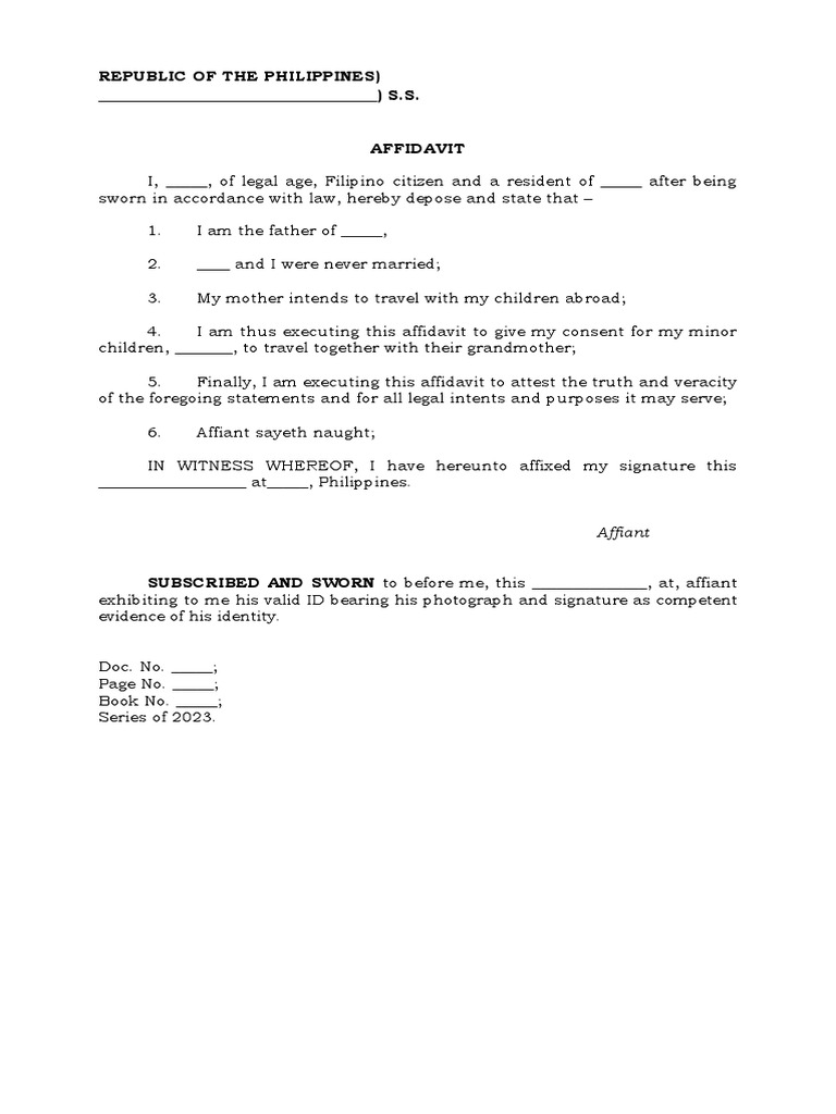 Affidavit of Consent - Sample | PDF