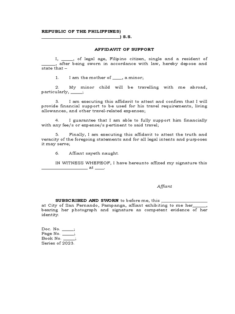Affidavit of Support - Sample | PDF