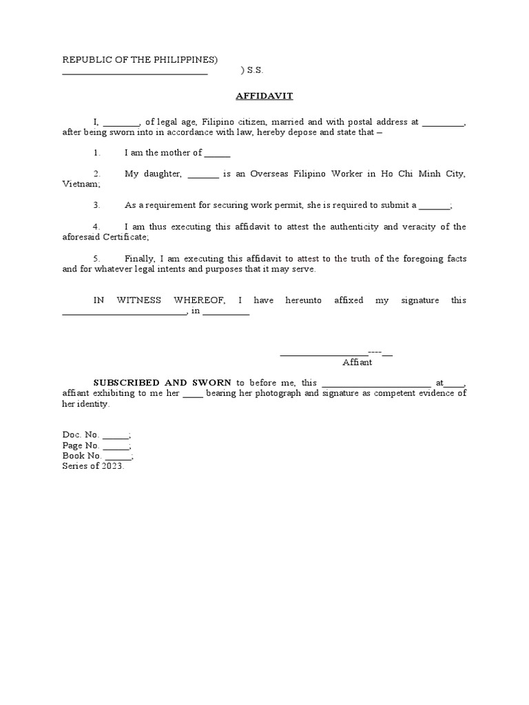 Affidavit for CANA Requirements | PDF