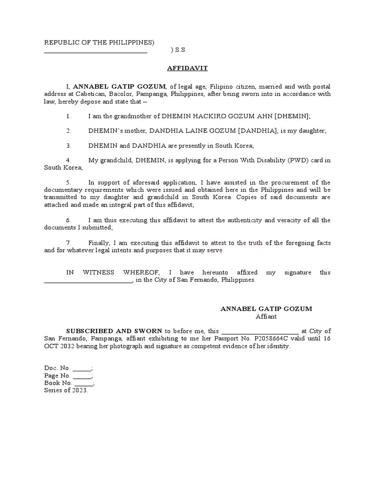 Affidavit - Submission of Documents Abroad | PDF