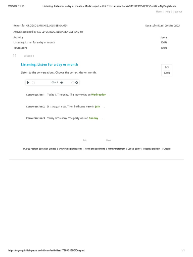 Listening_ Listen for a Day or Month – Mode_ Report – Unit 11 _ Lesson 1 – YAC03192102V(F2F ...