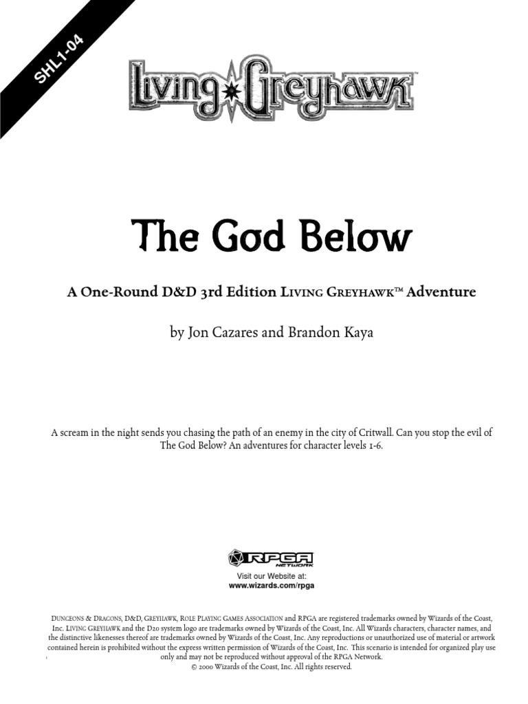 SHL1-04 The God Below - Living Greyhawk | PDF