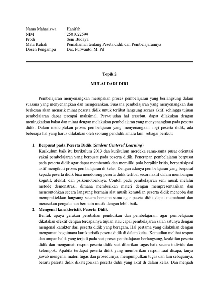 Hanifah - Mulai Dari Diri - T2 - PPDP | PDF