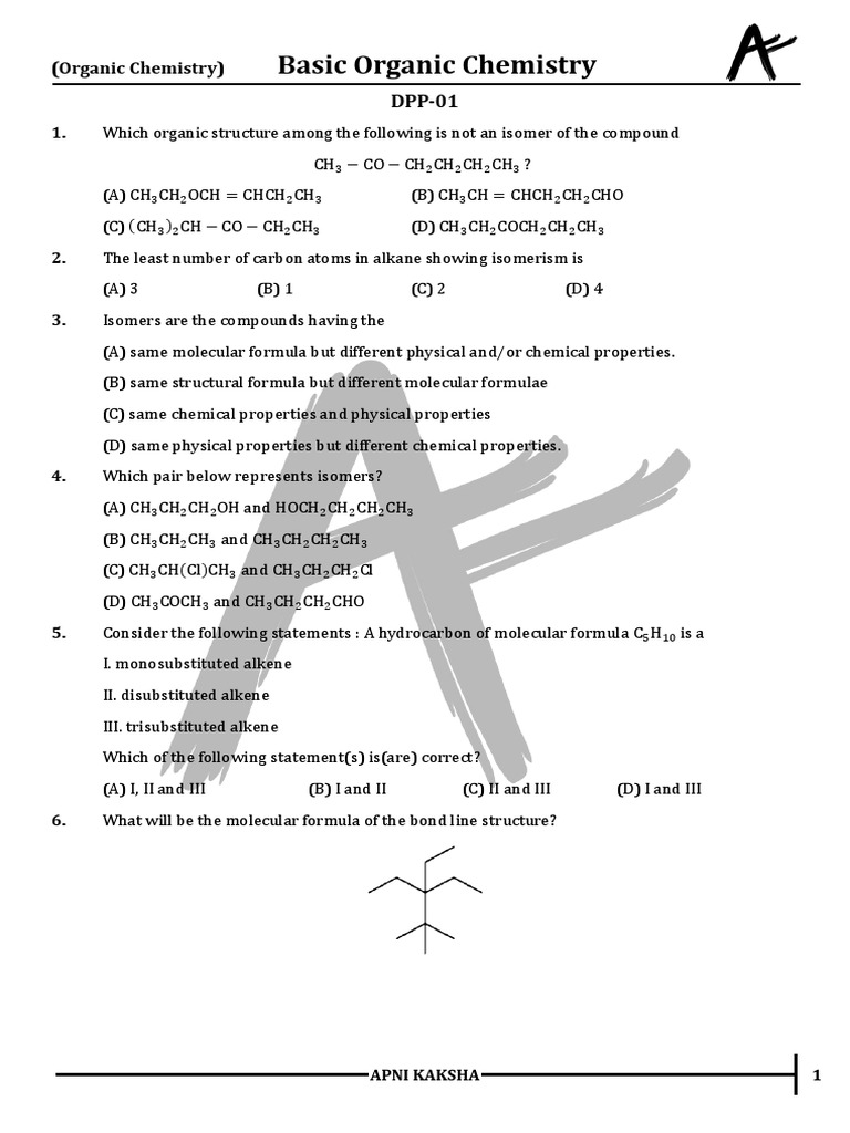 DPP - 01 _ Basic Organic Chemistry | PDF