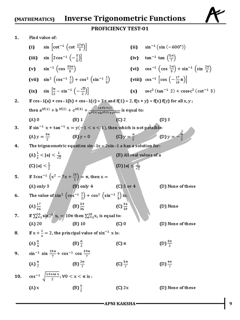 Sheet - 02-Pages-7-20 | PDF | Function (Mathematics) | Trigonometric Functions
