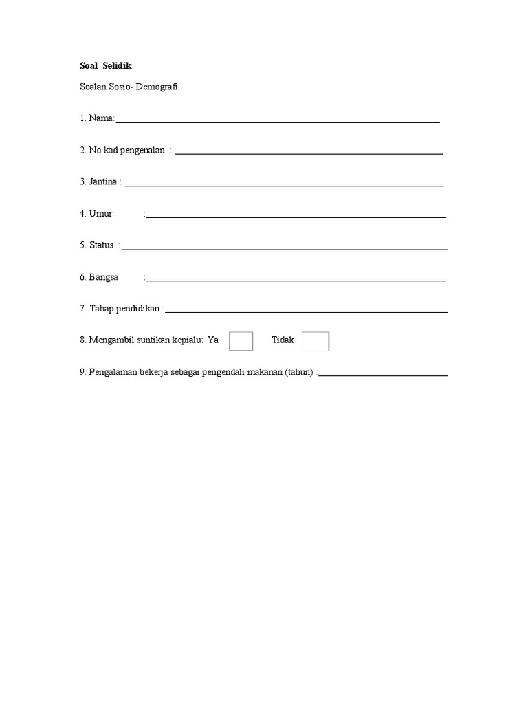 Questionnaire Fyp (Malay) | PDF