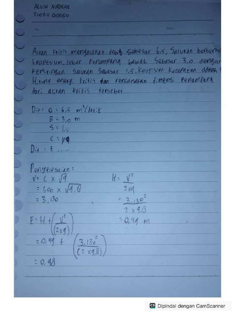 Alvin Nadeak - UAS HIDROLIKA - 210211010050 | PDF