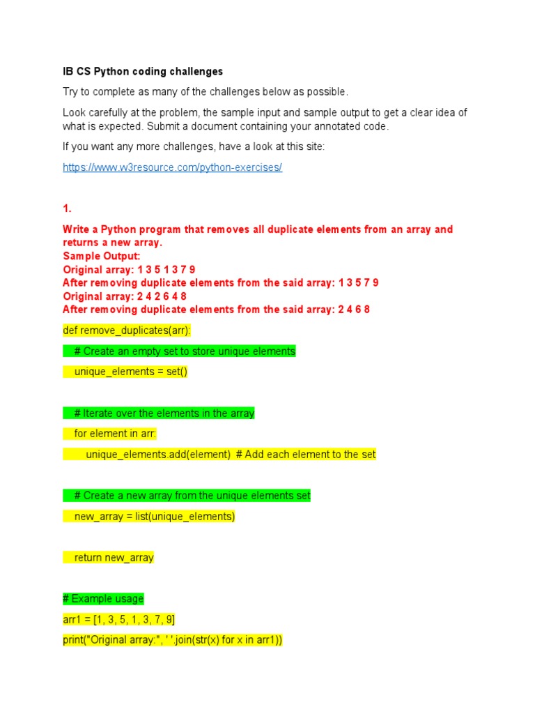 Python Coding Challenges | PDF