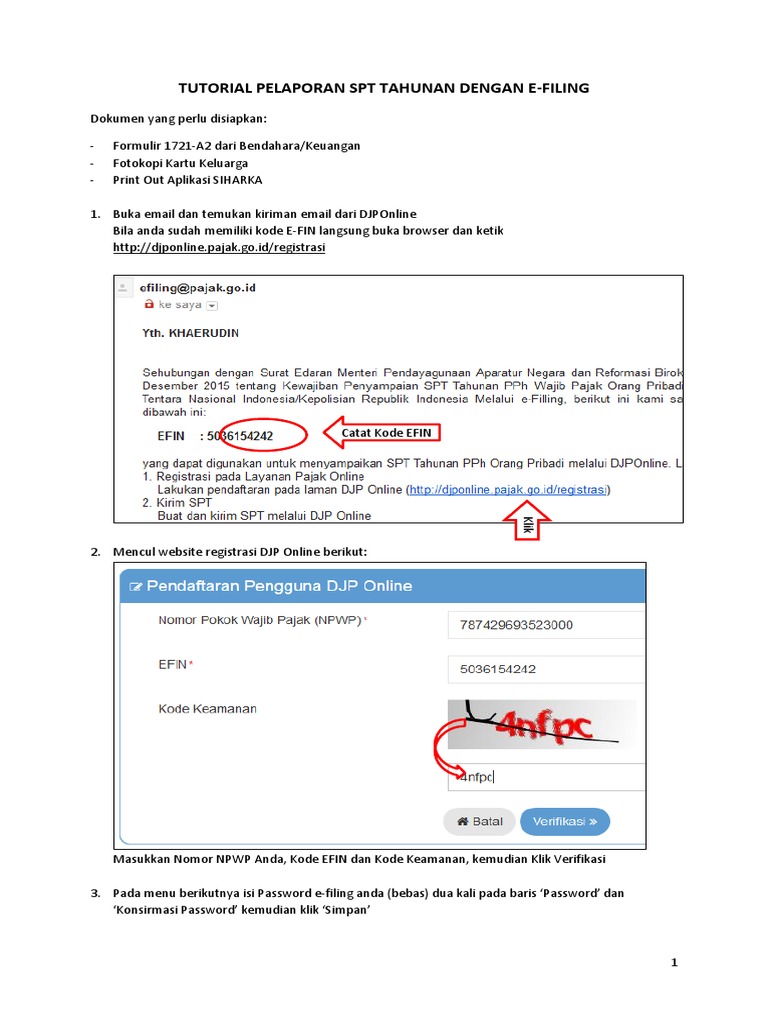 51968084tutorial Pelaporan SPT Tahunan Dengan E-Filing | PDF