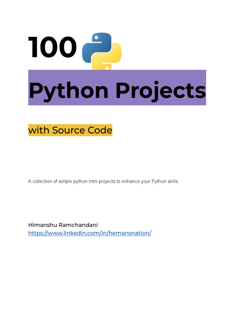 100 Python Projects Pdf Computer File Information Technology