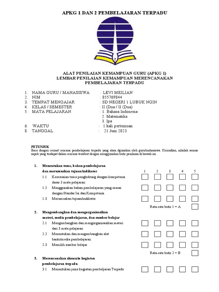 APKG 1 Dan 2 Pembelajaran Terpadu | PDF | Karier & Perkembangan | Komputer