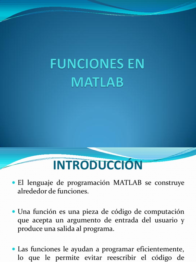 Funciones Matlab | PDF | Función (Matemáticas) | Microsoft Excel