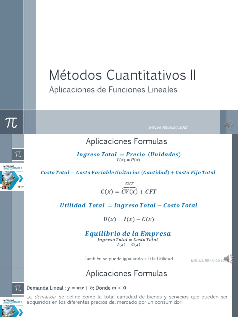 Aplicaciones de Funciones Lineales | PDF | Oferta (economía) | Oferta y demanda