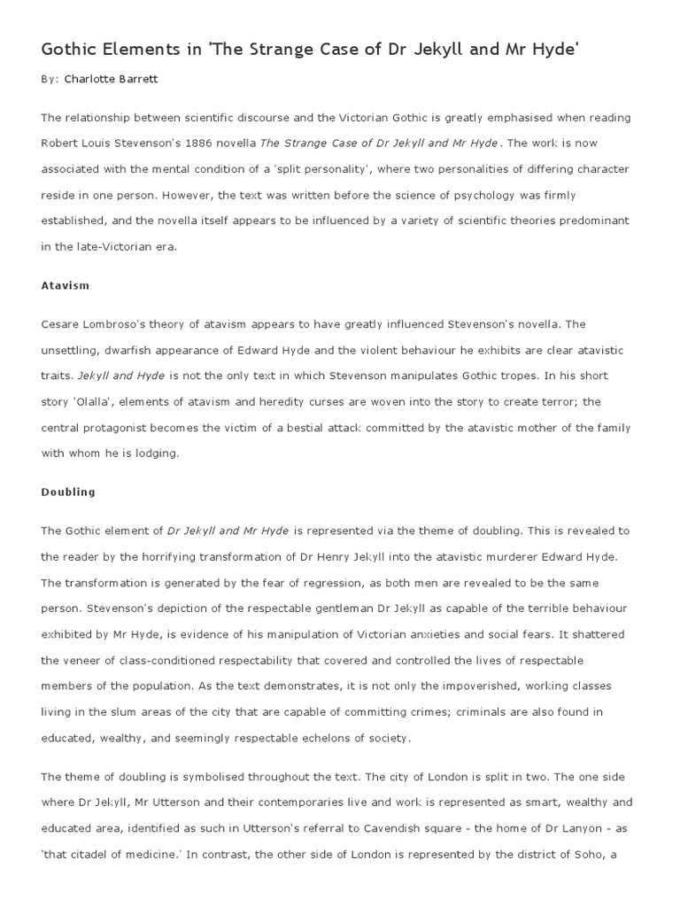 Gothic Elements and Atavism | PDF