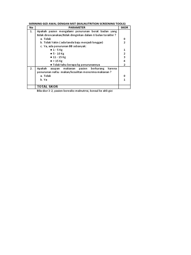 Skrining Gizi Awal Dengan MST | PDF