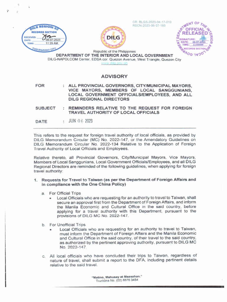 Foreign Travel Authority | PDF