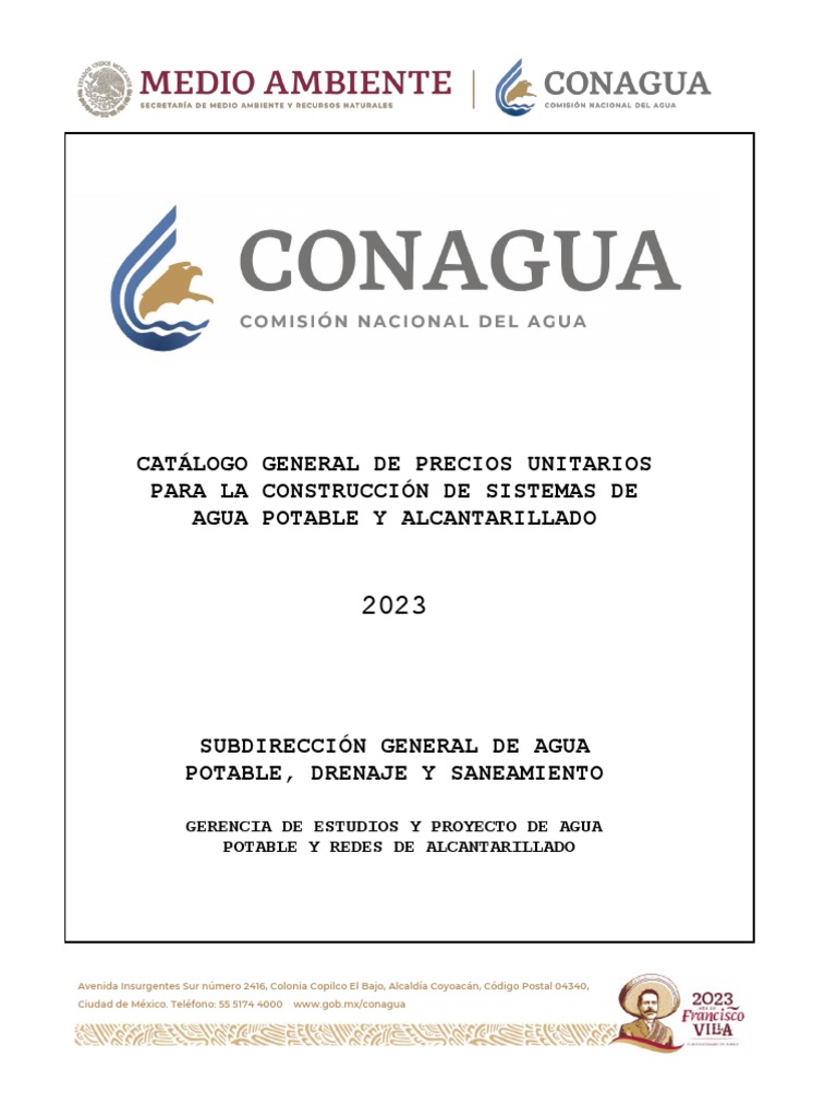 Cat Logo de Precios Unitarios 2023 | PDF | Alcantarillado | Tubería (transporte de fluidos)