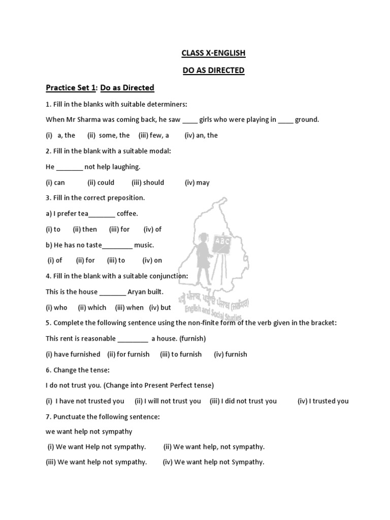 Practice Sets - Do As Directed | PDF | Language Arts & Discipline