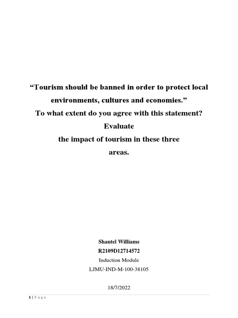 Shantel WIlliams - Impact of Tourism On Economy Culture and Environment ...