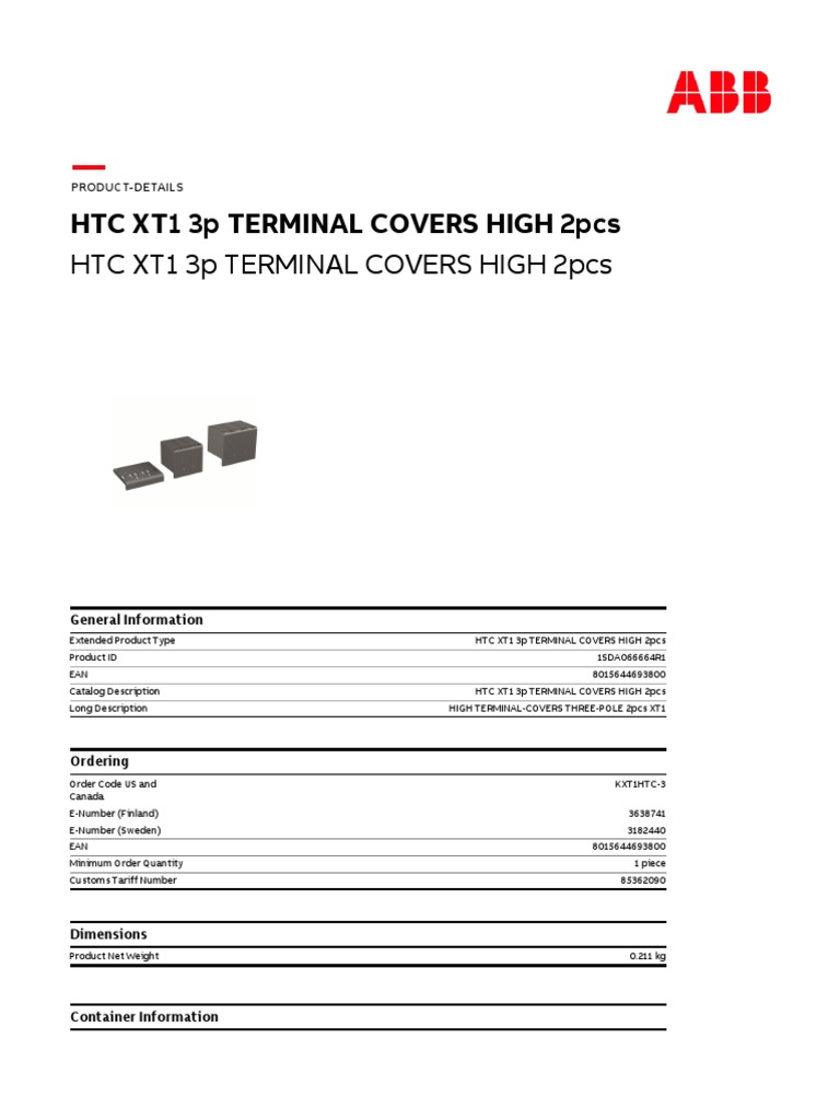 1SDA066664R1 HTC xt1 3p Terminal Covers High 2pcs | PDF | Electricity ...