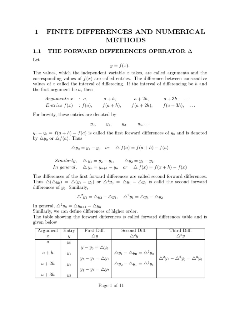 Finite Differences and Numerical Methods | PDF | Finite Difference | Abstract Algebra